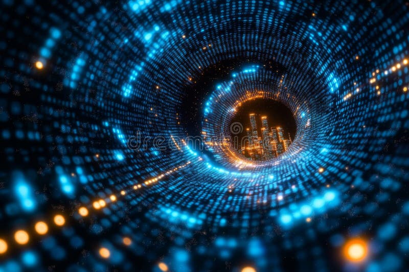 A Blue Technology Background with an Abstract Digital Tech Circle ...