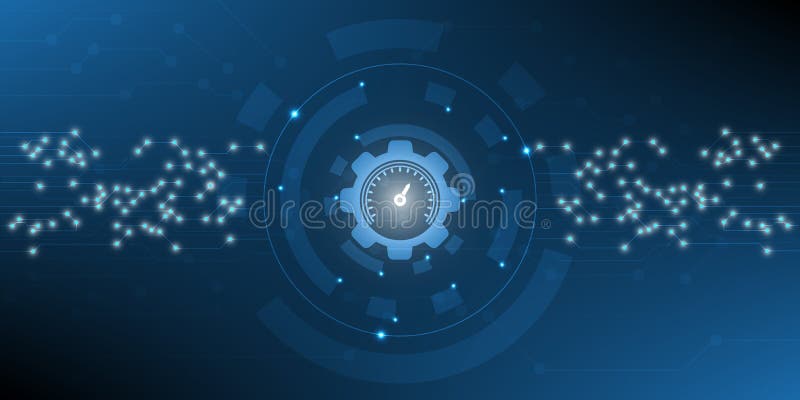 Blue Technology Background Connection with Gear Wheel for Network ...