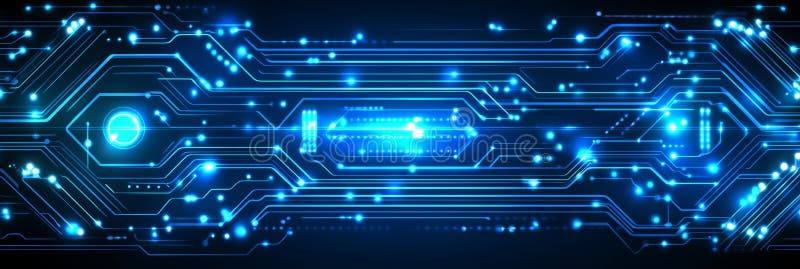 Blue Technology Background with Digital Circuit in Lines, Connected ...