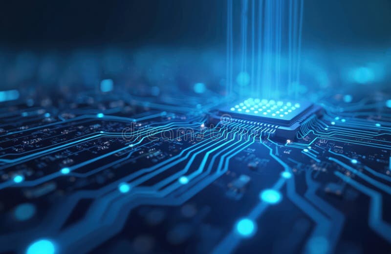 Blue Technology Background with Glowing Data Connections. Computing ...