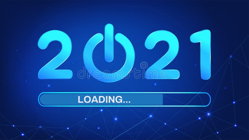 Loading New Year 2021 on Blue Background. Start To 2021 Concept Stock ...