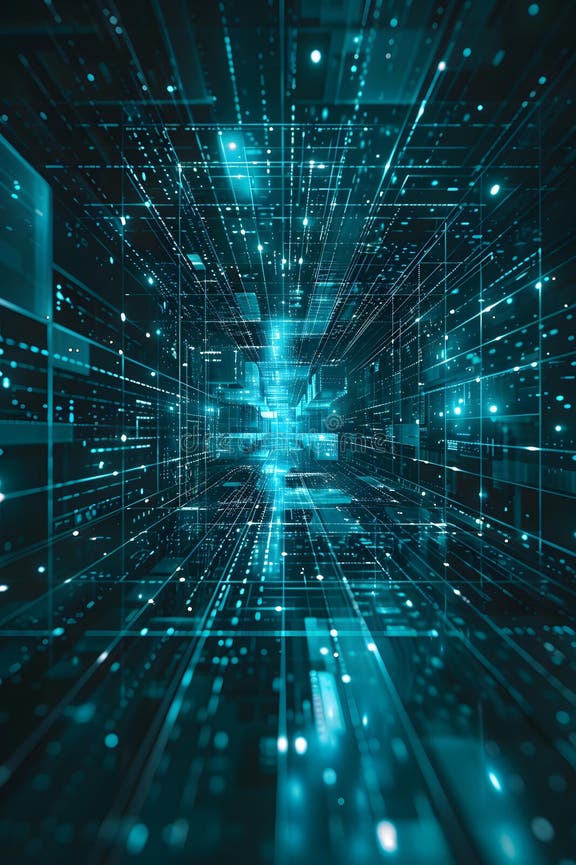 Blue Technology Background with Squares and Dots. Generated Using AI ...