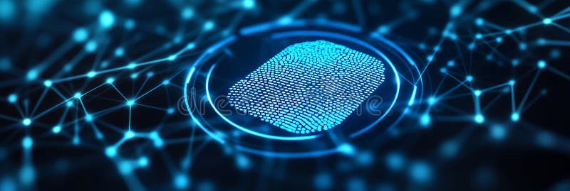 Blue Technology Circle with Biometrics Scan for Personal Identification ...