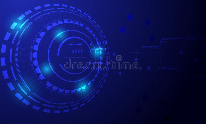 Blue Technology Circle with Lines Networking Connection Abstract ...