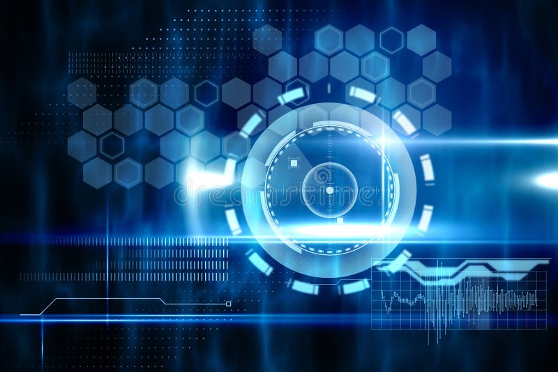 Blue Technology Design with Circle Stock Illustration - Illustration of ...