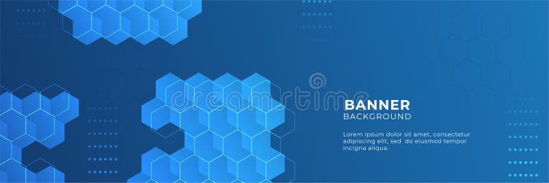 Blue Technology Digital Banner Design with Hexagone Stock Illustration ...