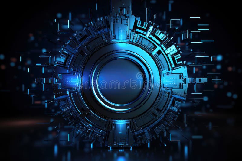 Blue Technology Futuristic Circle with Copy Space. Stock Image - Image ...