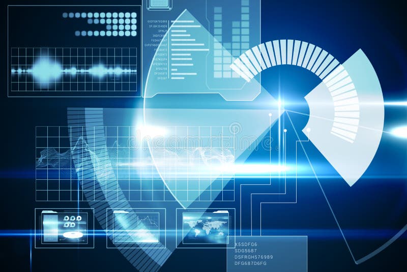 Blue Technology Interface with Dial Stock Illustration - Illustration ...