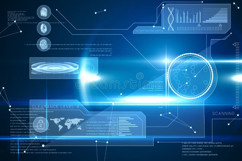 Blue Technology Interface with Glow Stock Illustration - Illustration ...
