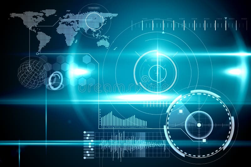 Blue Technology Interface with Glow Stock Illustration - Illustration ...