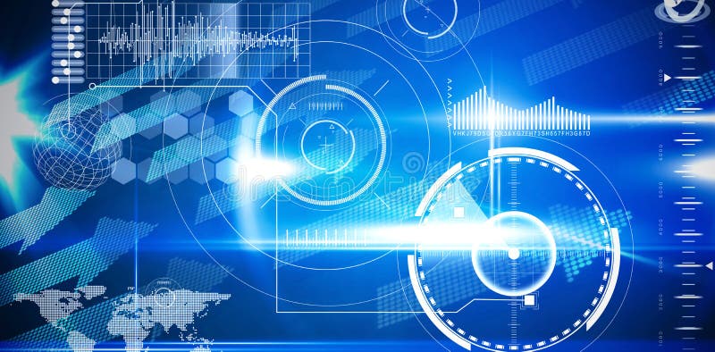 Blue Technology Interface with Glow Stock Illustration - Illustration ...