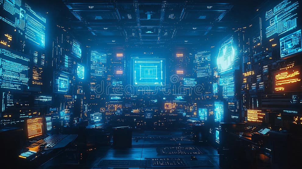 Blue Technology Sense Data Center Stock Image - Image of security ...