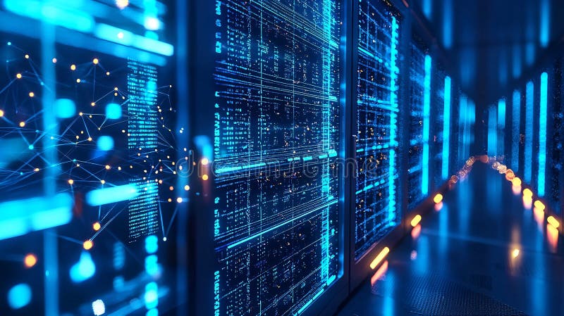 Blue Technology Sense Server Room Stock Illustration - Illustration of ...