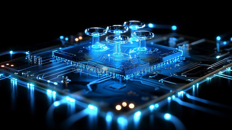 Blue Technology-sensitive Chip Circuit Stock Illustration ...