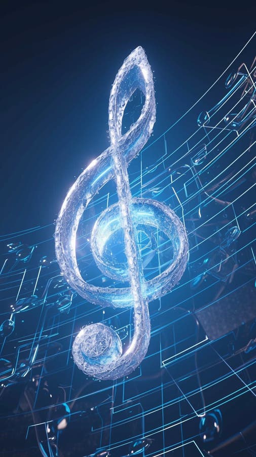 Blue Technology Structure Adorns Music Note in Detailed 3D Rendering ...