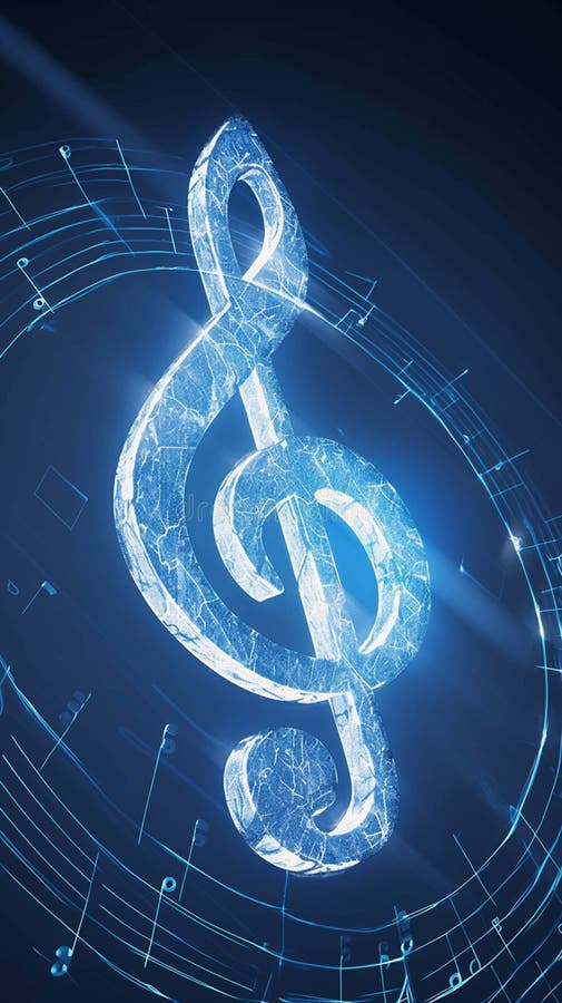 Blue Technology Structure Adorns Music Note in Detailed 3D Rendering ...