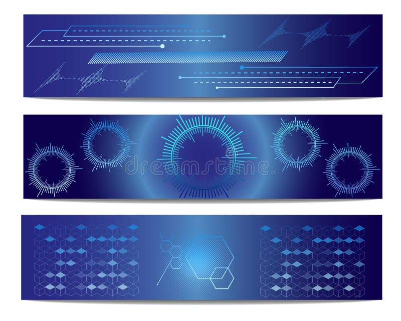 Blue Technology Vector Banner Stock Illustration - Illustration of ...