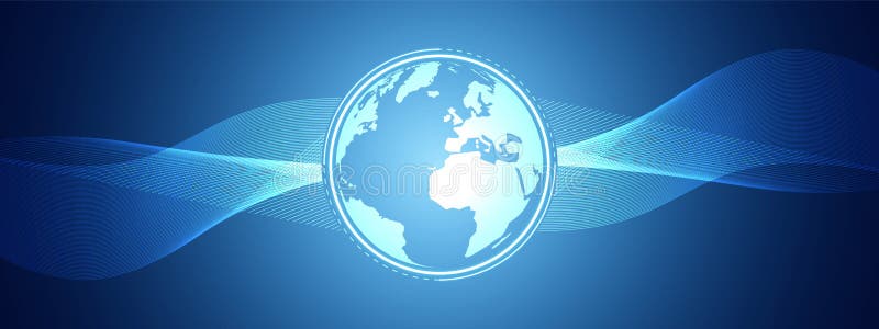 Blue Technology Wave Design, Digital Global Network Background, Vector ...