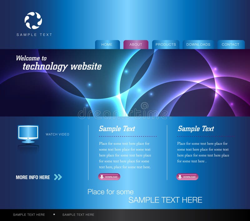 Blue Technology Website stock vector. Illustration of internet - 20085719