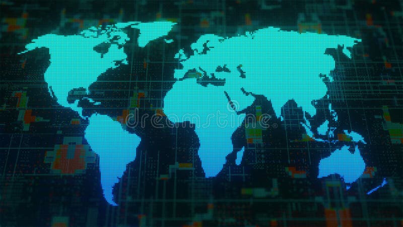 Blue technology world map stock footage. Video of global - 391823858