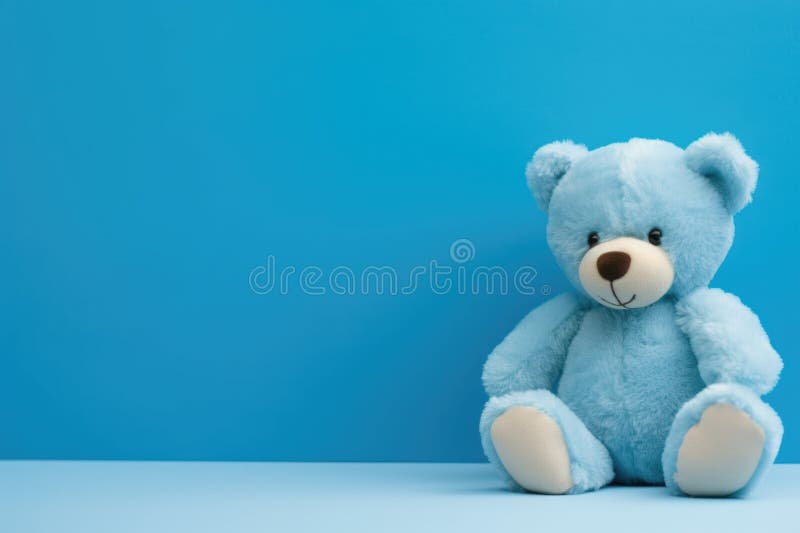 A Blue Teddy Bear Sits on a Blue Background Stock Photo - Image of ...