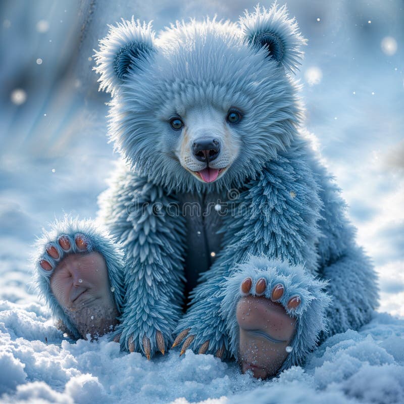 Blue teddy bear on a snow stock image. Image of character - 369943529