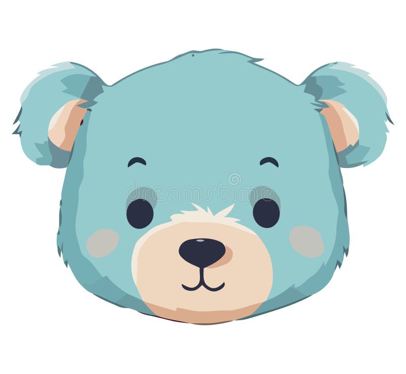 Blue Teddy Bear Toy Face Illustration Stock Vector - Illustration of ...