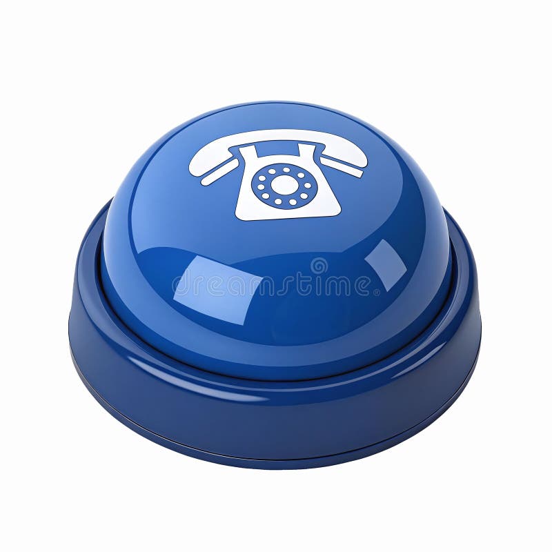 Blue Telephone Button for Calling Communication Alert Notification ...