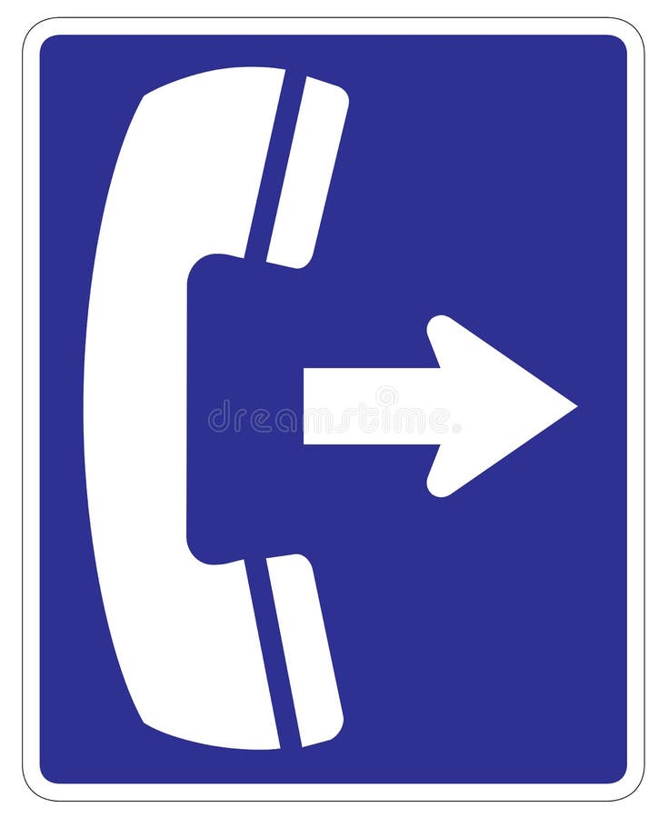Blue Telephone Sign on White Stock Illustration - Illustration of ...