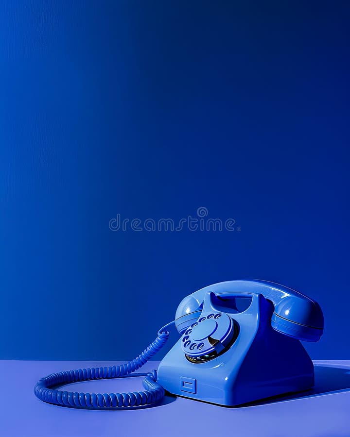 A Blue Telephone on a Table Stock Photo - Image of wall, light: 315343984