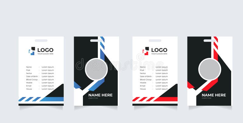 Blue Template Staff or Employee Identification Card Vector ...