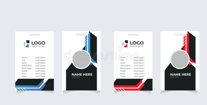 Blue Template Staff or Employee Identification Card Vector ...