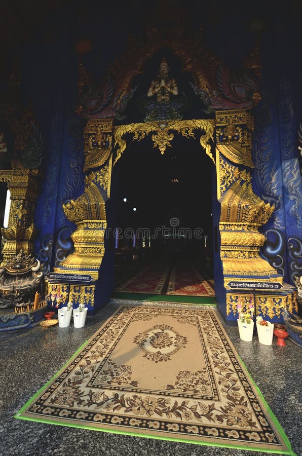 The blue temple stock photo. Image of chiang, blue, night - 90080752