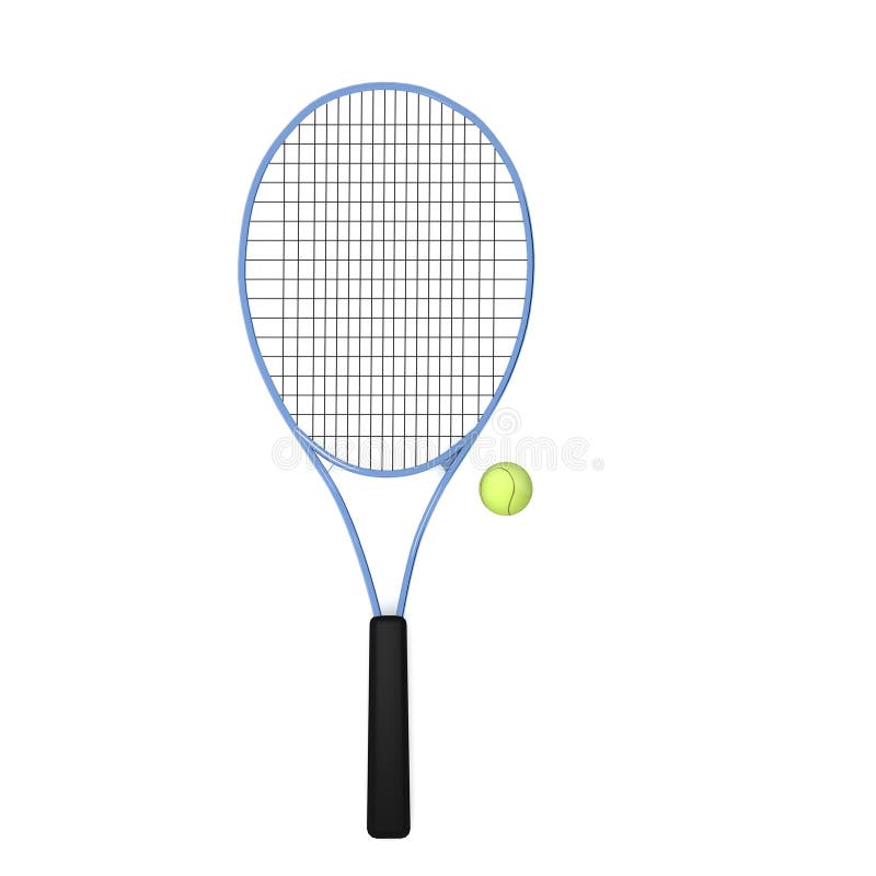 Blue Tennis Racket with Ball Stock Illustration - Illustration of ...