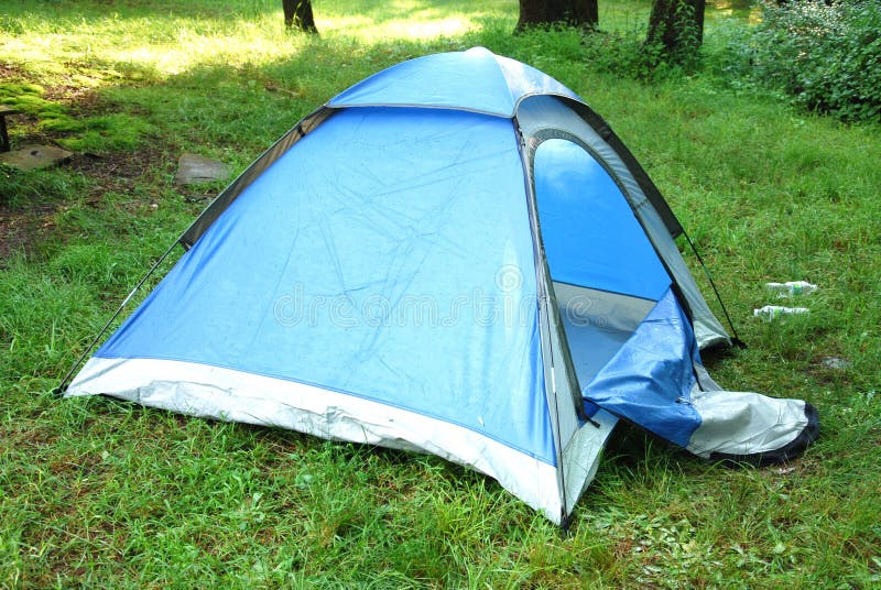 Blue tent in a forest stock photo. Image of blue, camp - 20565594