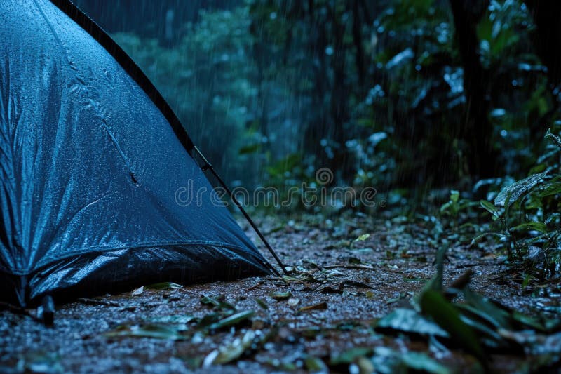 Blue Tent in Forest stock photo. Image of vacation, camping - 385310412