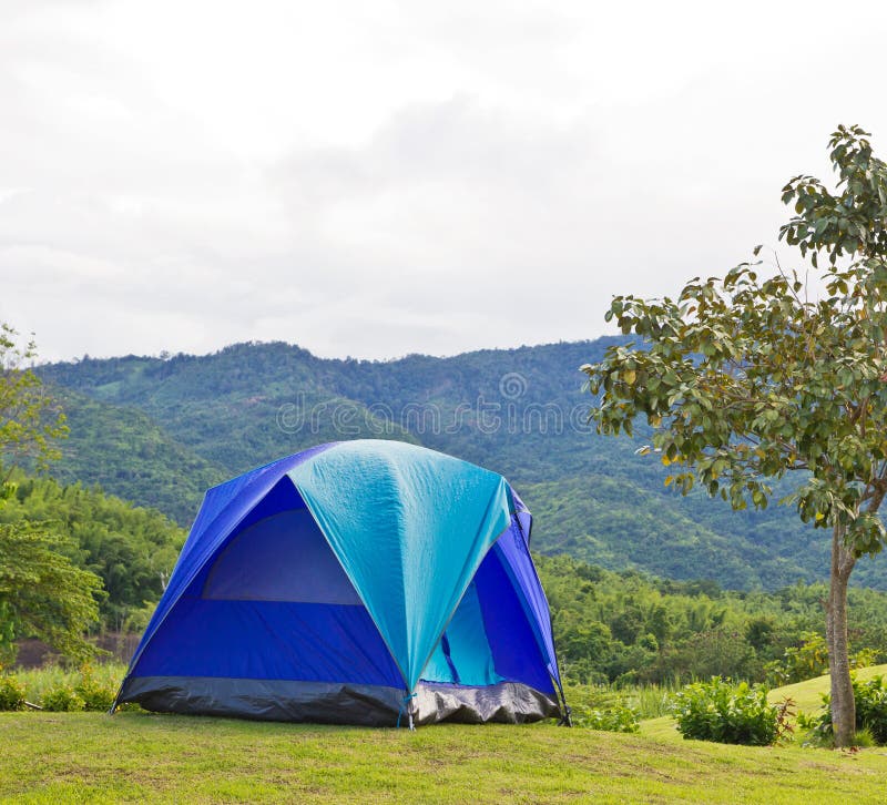 Blue tent stock image. Image of canvas, tent, tree, tourism - 33626097