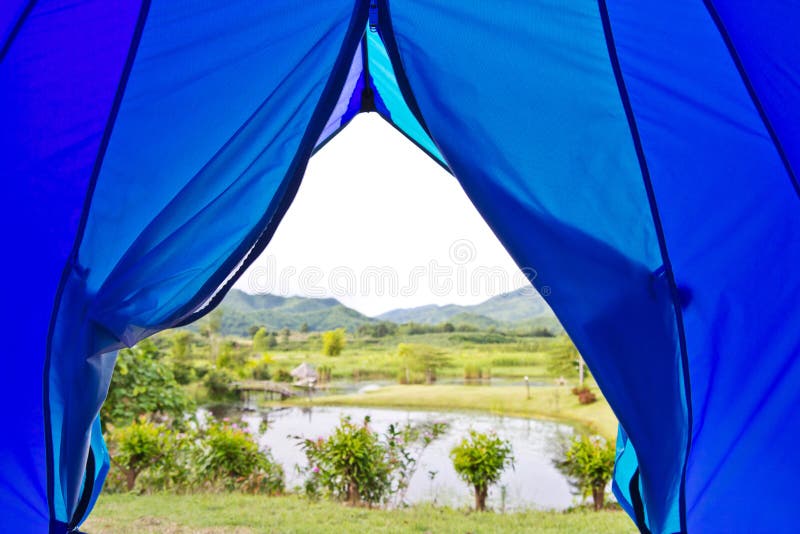 Blue tent stock photo. Image of green, outdoor, canvas - 33626344