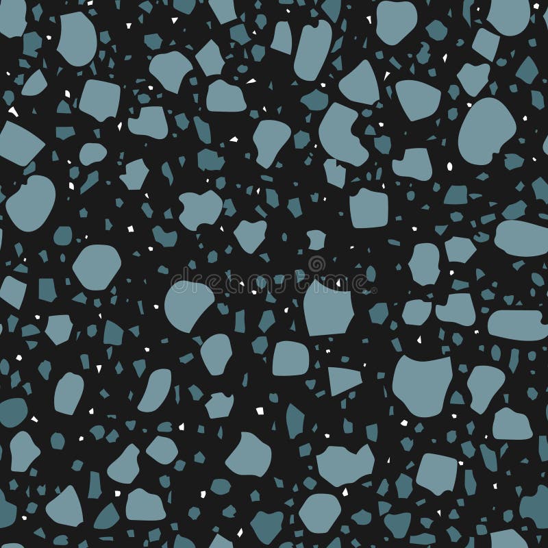 Blue Terrazzo Flooring Seamless Pattern. Vector Texture of Natural ...