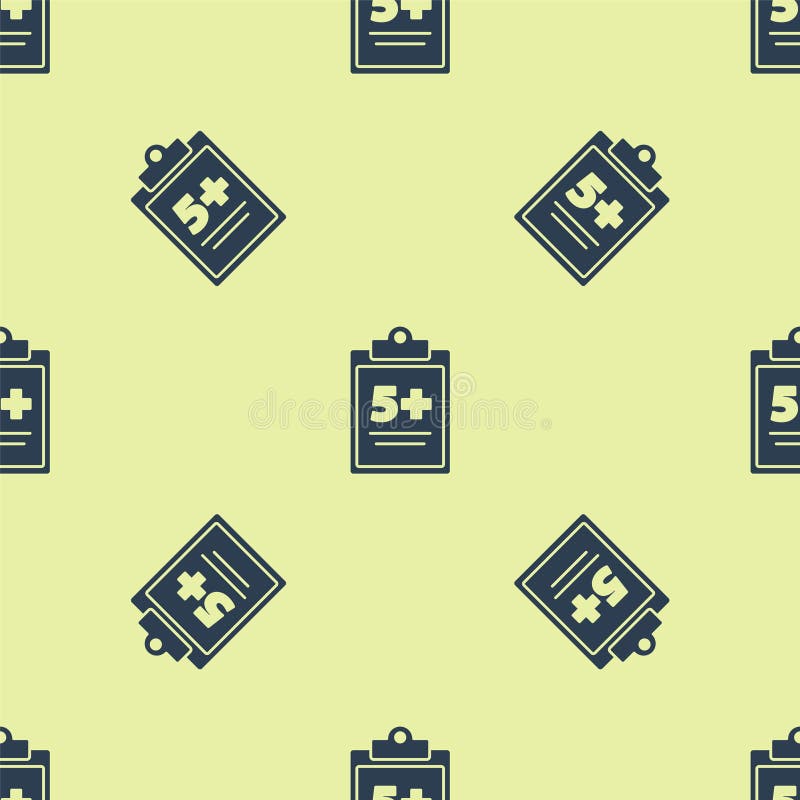 Blue Test or Exam Sheet Icon Isolated Seamless Pattern on Yellow ...