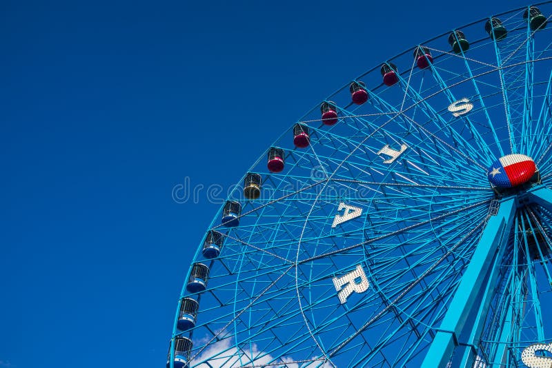 Blue Texas Ferris Wheel with Blue Sky Stock Photo - Image of ...