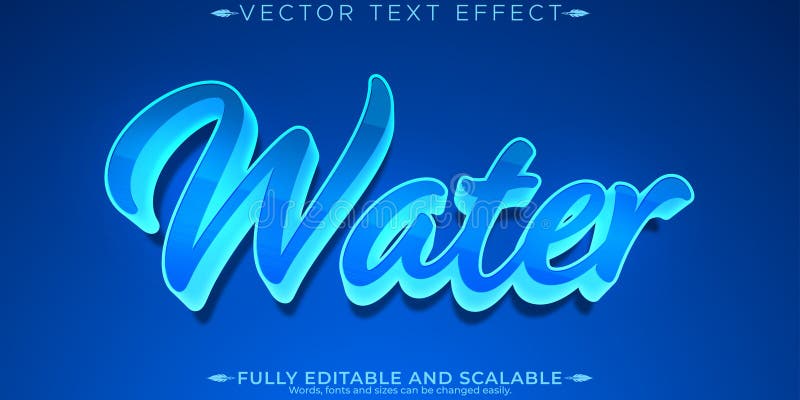 Blue Text Effect, Editable Water and Ocean Text Style Stock Vector - Illustration of clear ...