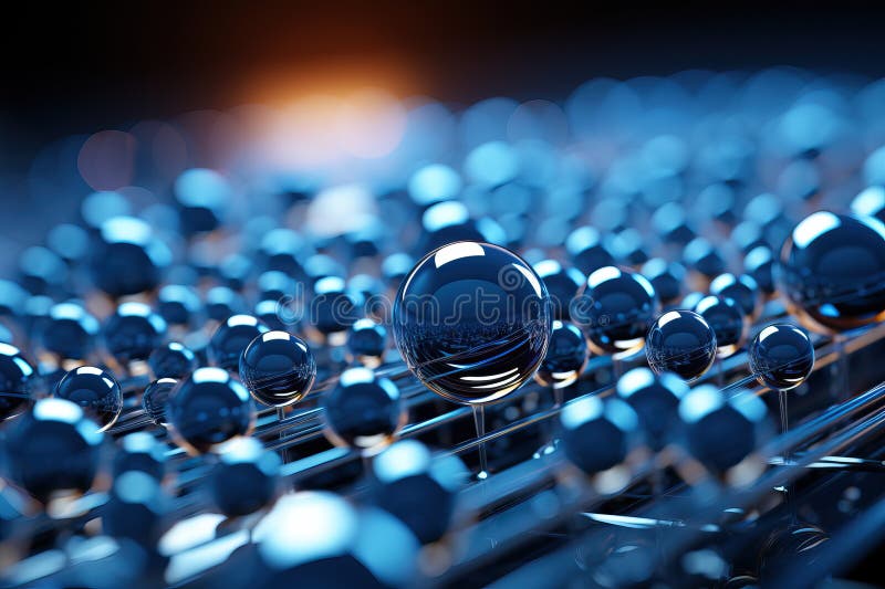 Blue Texture with Round Drops of Liquid, Drops of Water and Glycerin ...