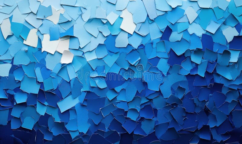 Blue Textured Abstract Art, Layered Paint Chips in Various Shades of ...