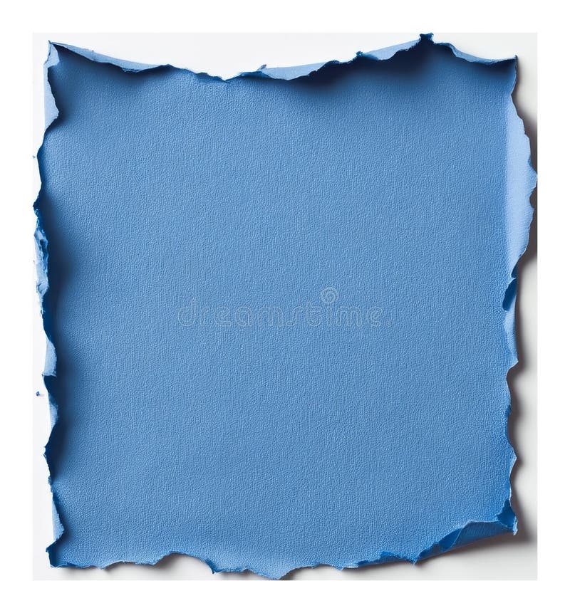 Blue Textured Paper with Torn Edges Creating a Square Shape. Abstract ...