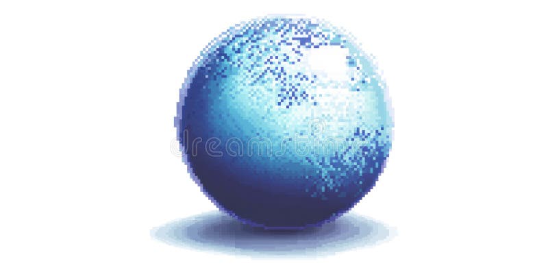 Blue Textured Sphere in Pixel Art Isolated on Transparent Background ...