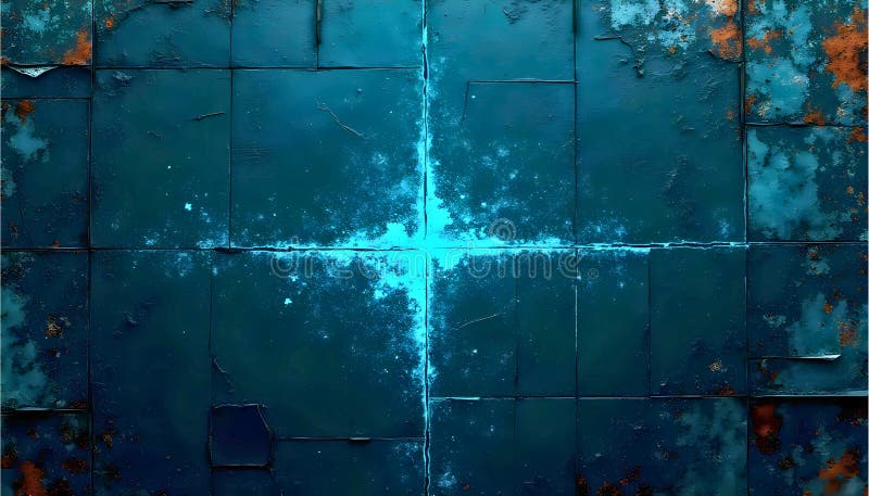 Grungy Abstract Wall Texture with Glowing Blue Cross Pattern and ...