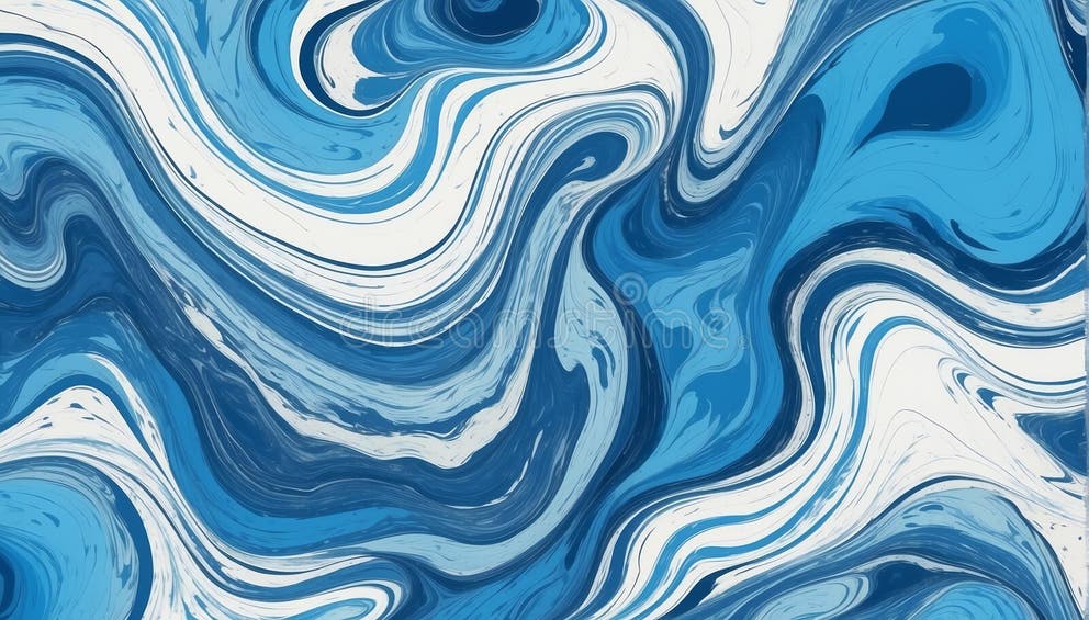 Blue Theme Marbled Paper Design Ai Generated Stock Illustration ...