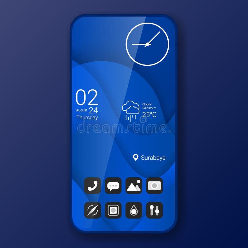 Blue Theme User Interface Realistic Smartphone Design Stock Vector - Illustration of blue ...