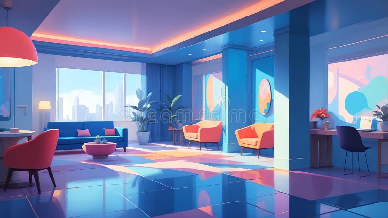 Blue Themed Aesthetic Minimalist Hotel Interior Ai Generated Stock ...
